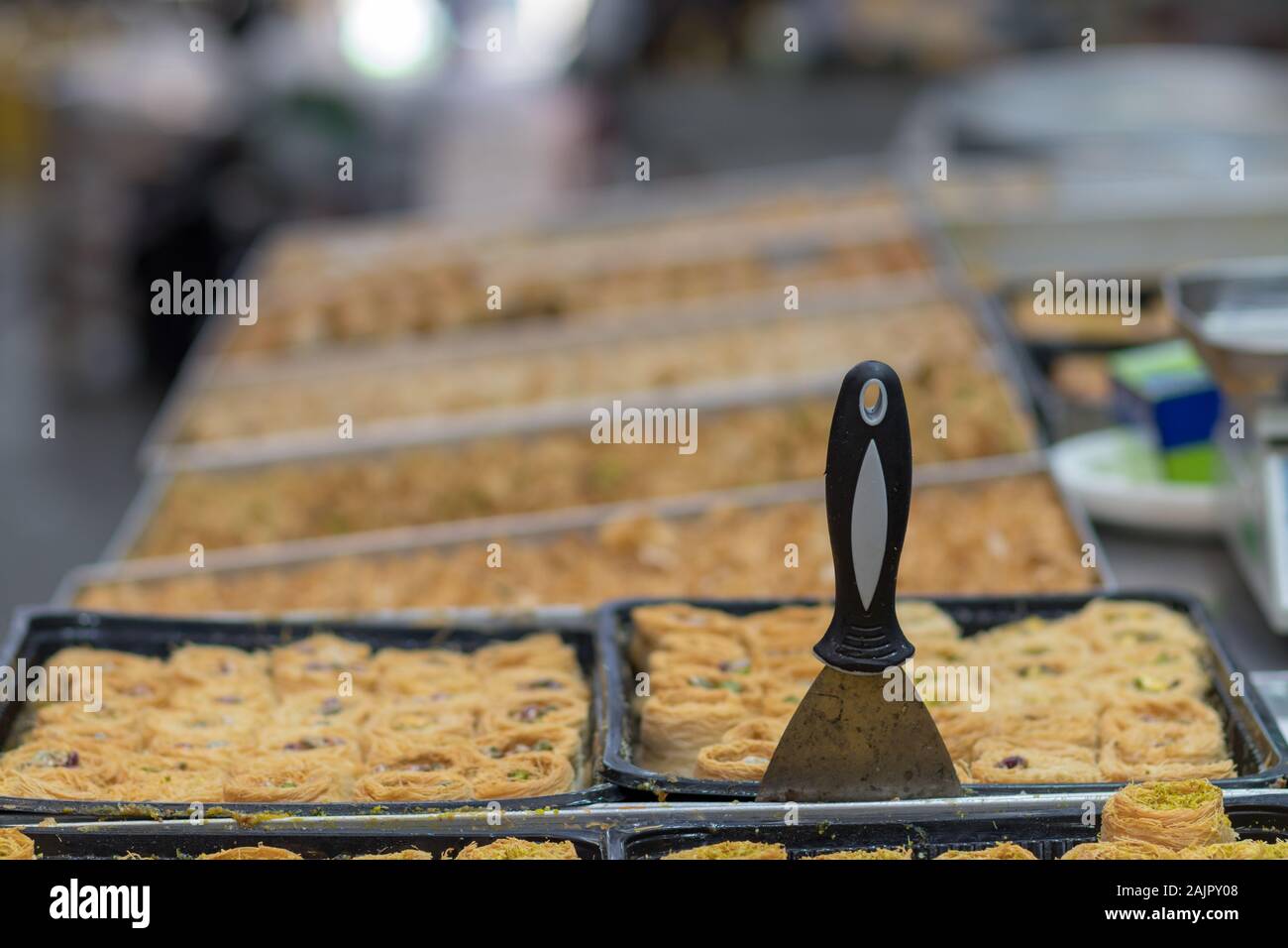 Baklava. sweet dessert pastry made of layers of filo filled with nuts ...