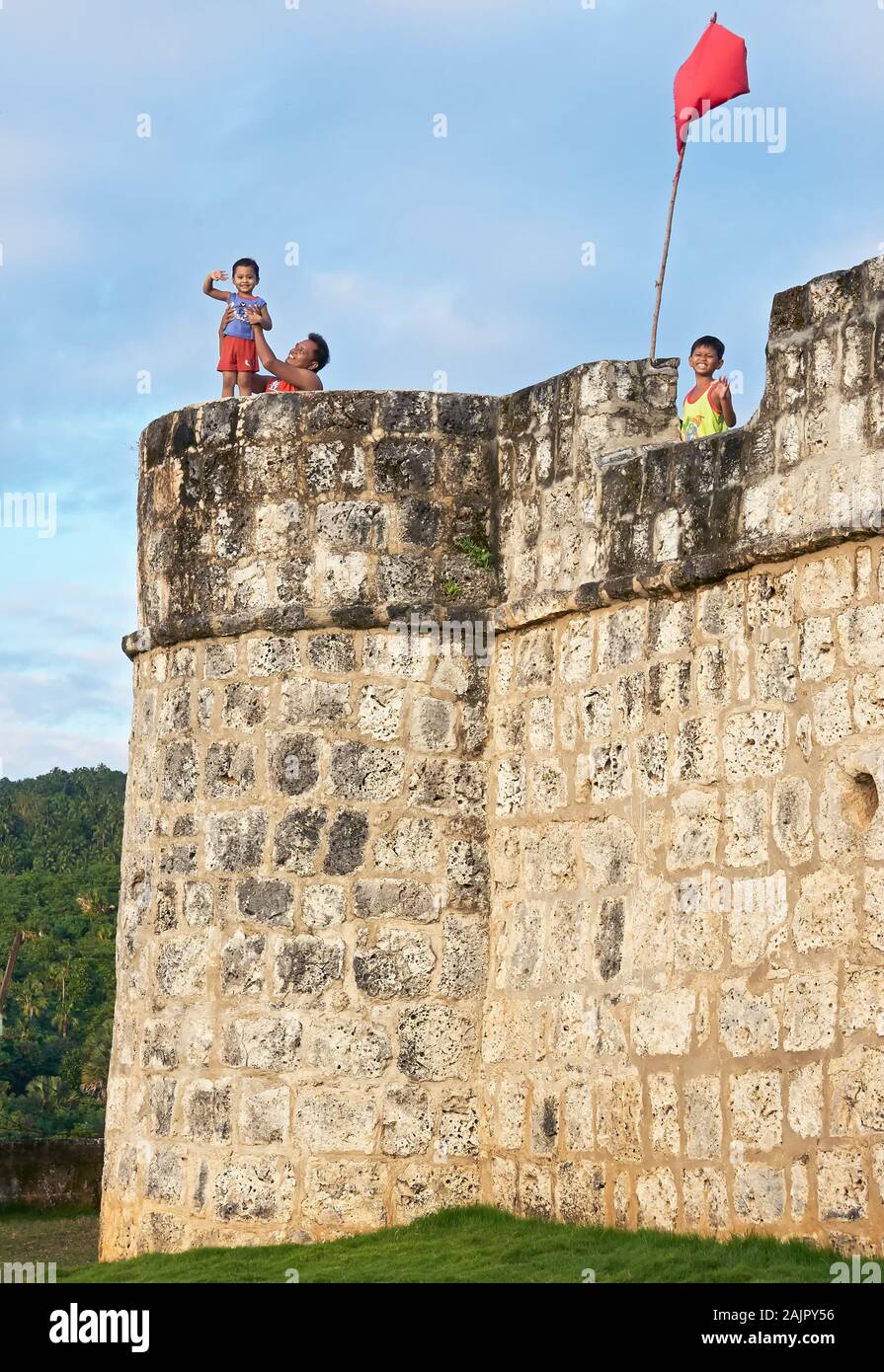 Romblon Town, Philippines: Father holding his little boy standing on ...
