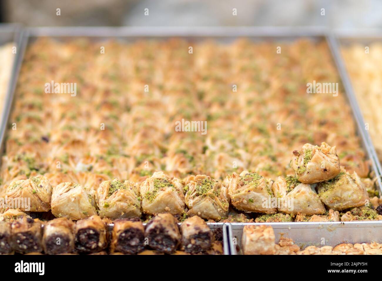 Baklava. sweet dessert pastry made of layers of filo filled with nuts ...