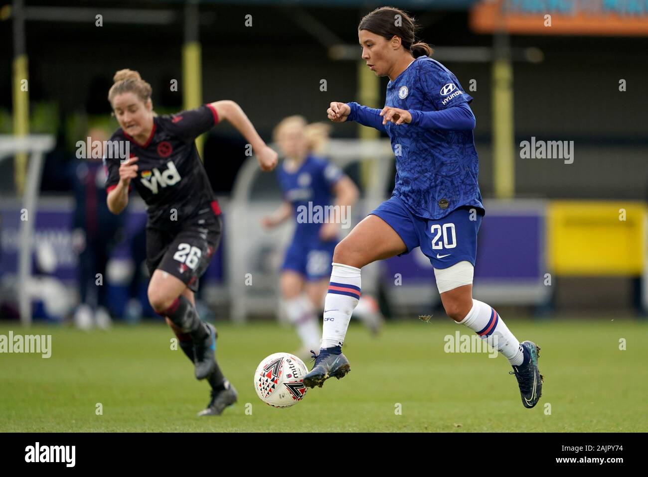Chelsea's Samantha Kerr (right) during the FA Women's Super League ...