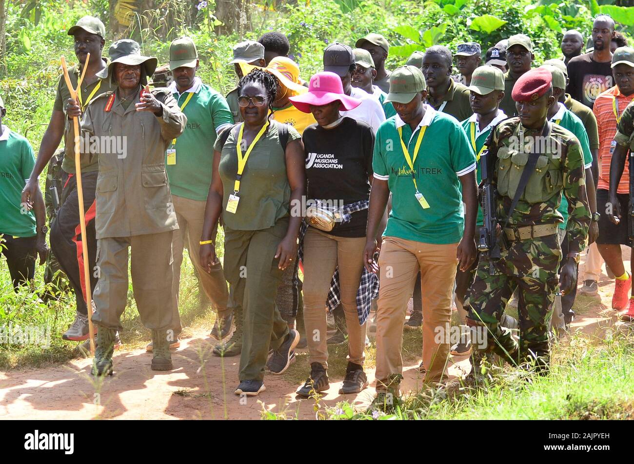 Wakiso, Uganda. 4th Jan, 2020. Ugandan President Yoweri Museveni (front ...