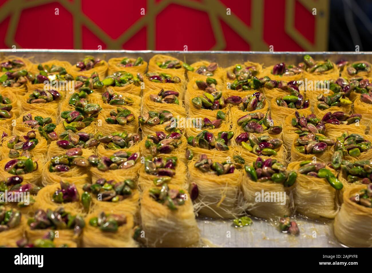 Baklava. sweet dessert pastry made of layers of filo filled with nuts ...