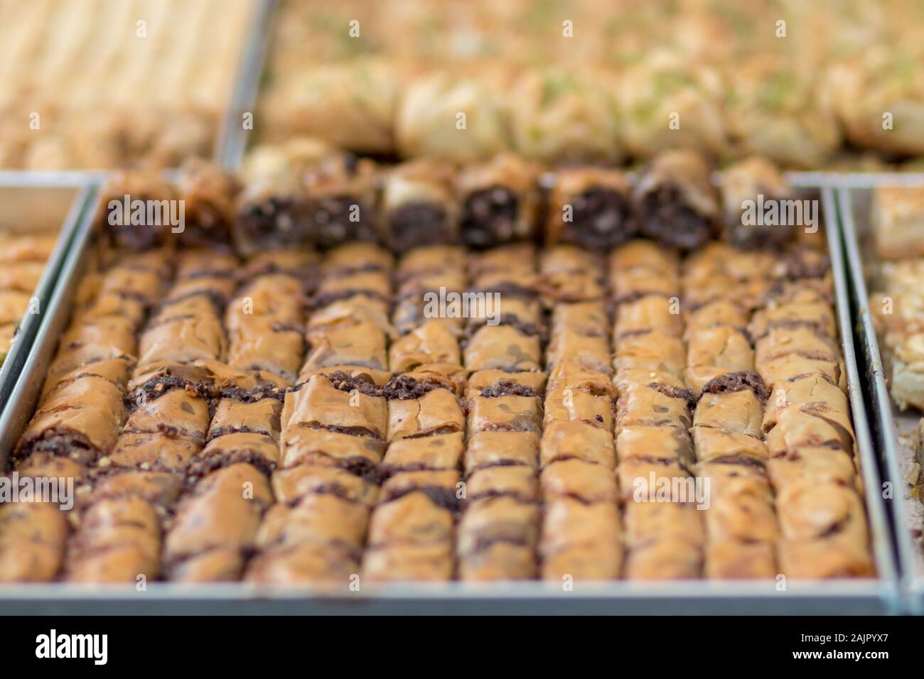 Baklava. sweet dessert pastry made of layers of filo filled with ...