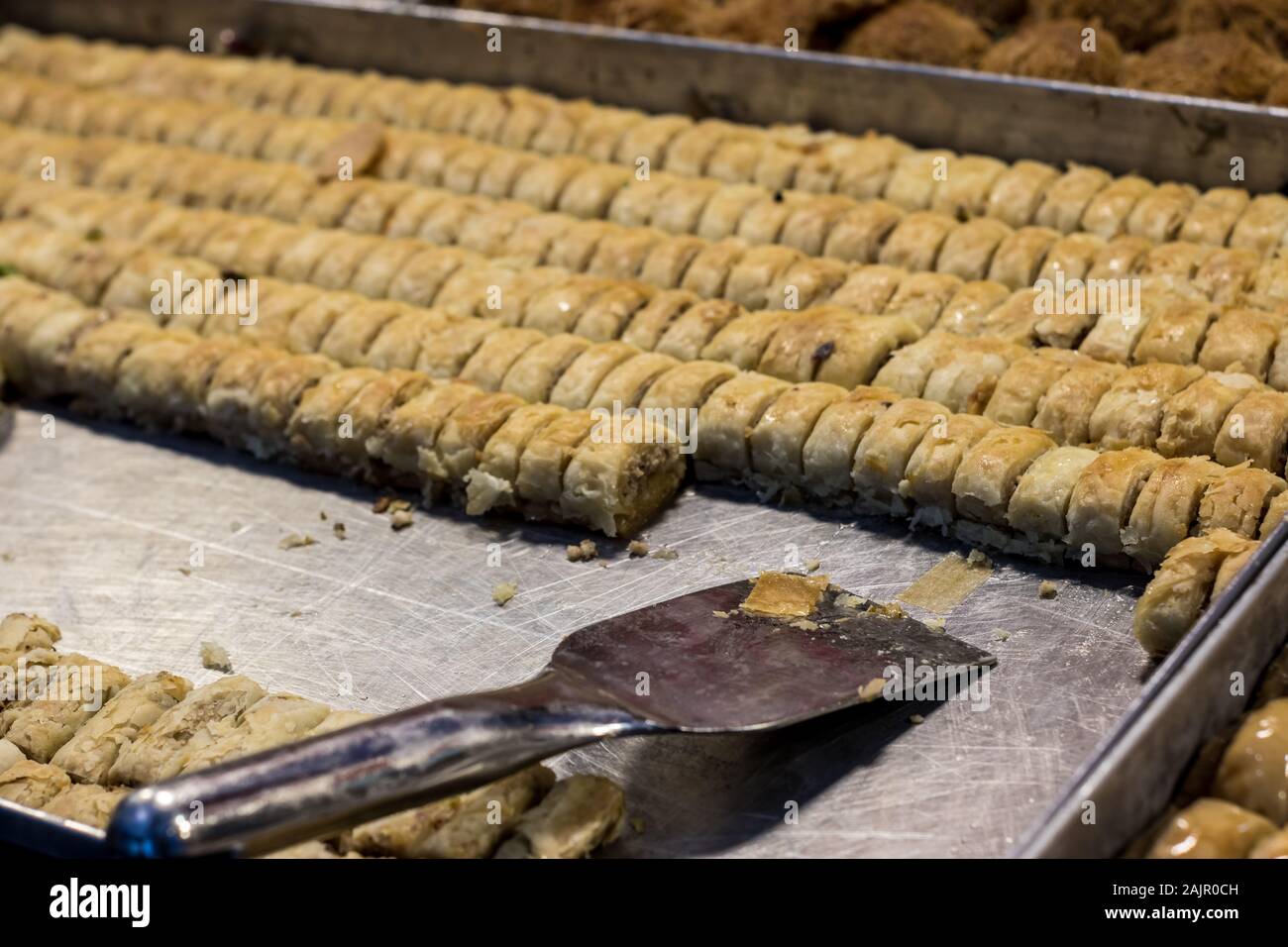 Baklava. sweet dessert pastry made of layers of filo filled with ...