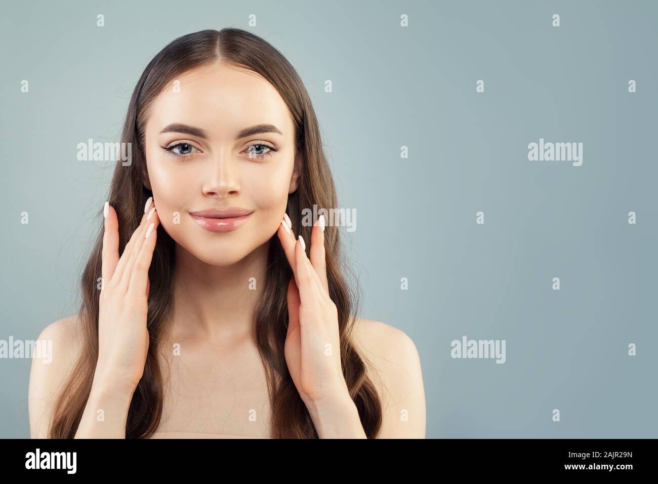 Natural beauty. Young female model woman portrait. Skin care concept ...
