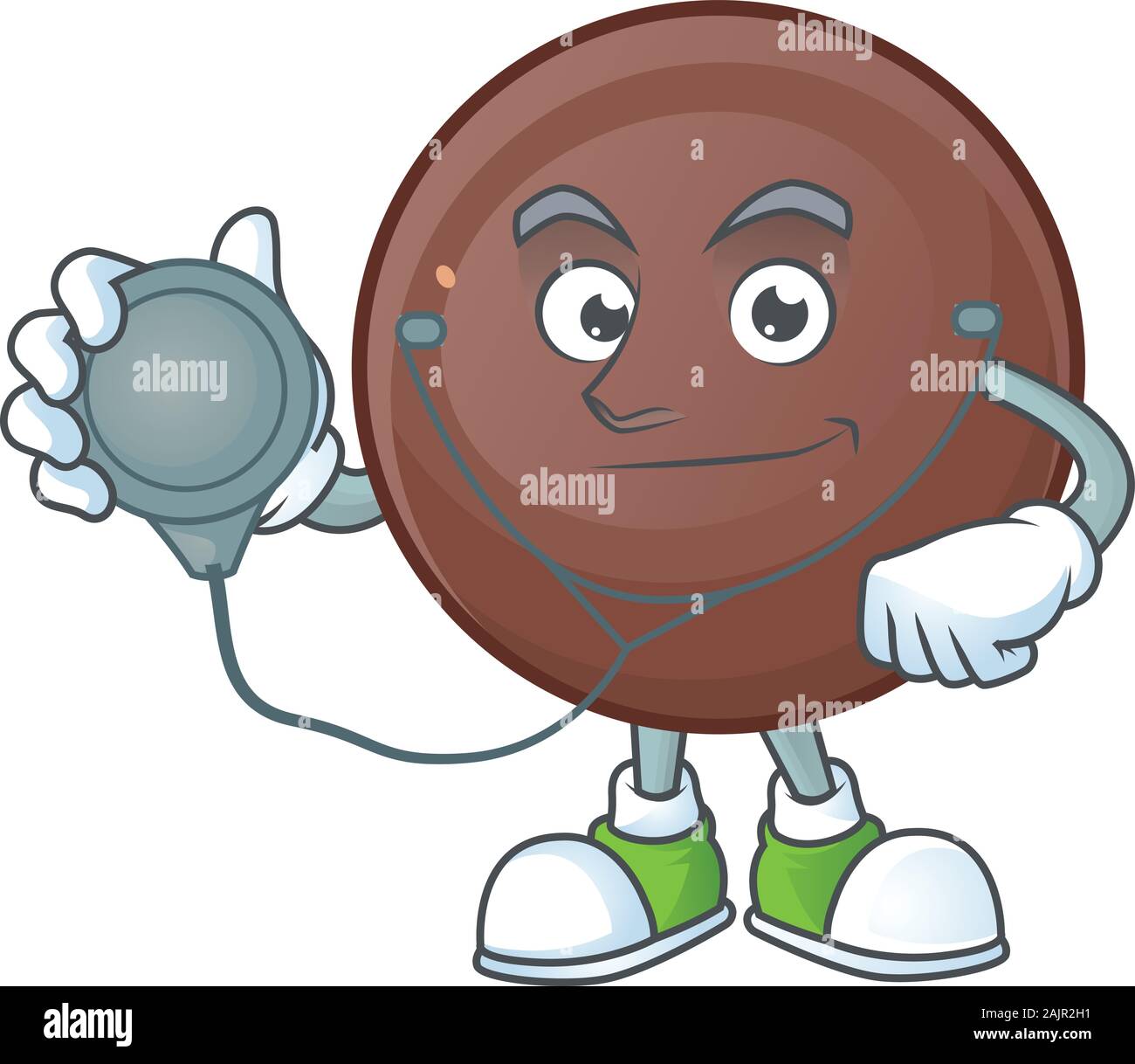 Chocolate ball cartoon character style in a Doctor costume with tools ...