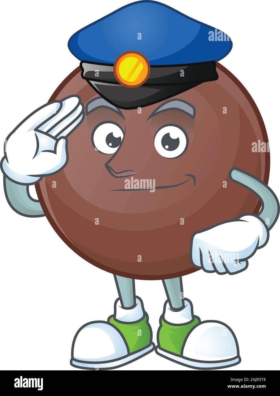 A character design of chocolate ball in a Police officer costume Stock ...