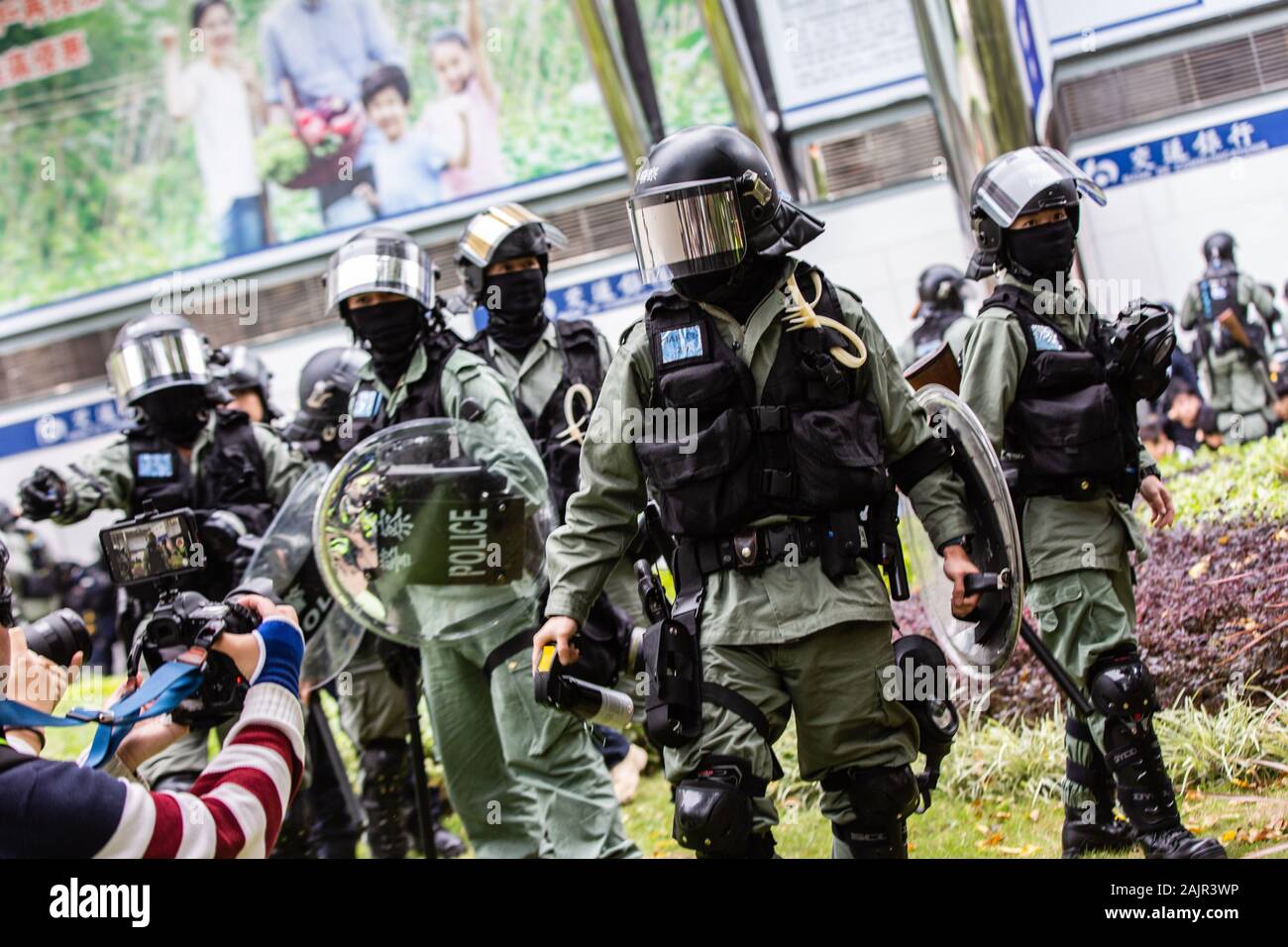Hong Kong, China. 05th Jan, 2020. Police in riot gear during the ...