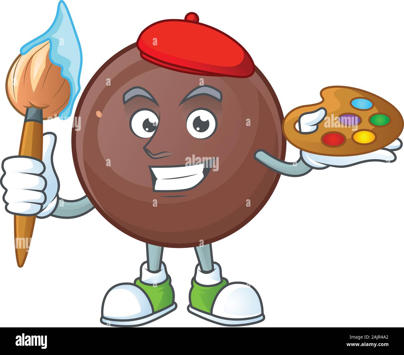 Smart chocolate ball painter mascot icon with brush Stock Vector Image ...