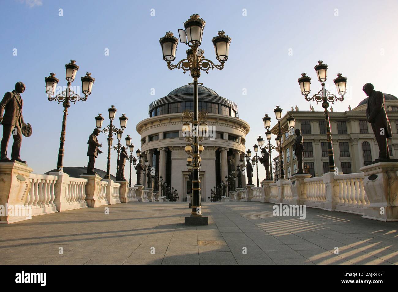 The Art Bridge across the Vardar River in Skopje, Republic of North ...