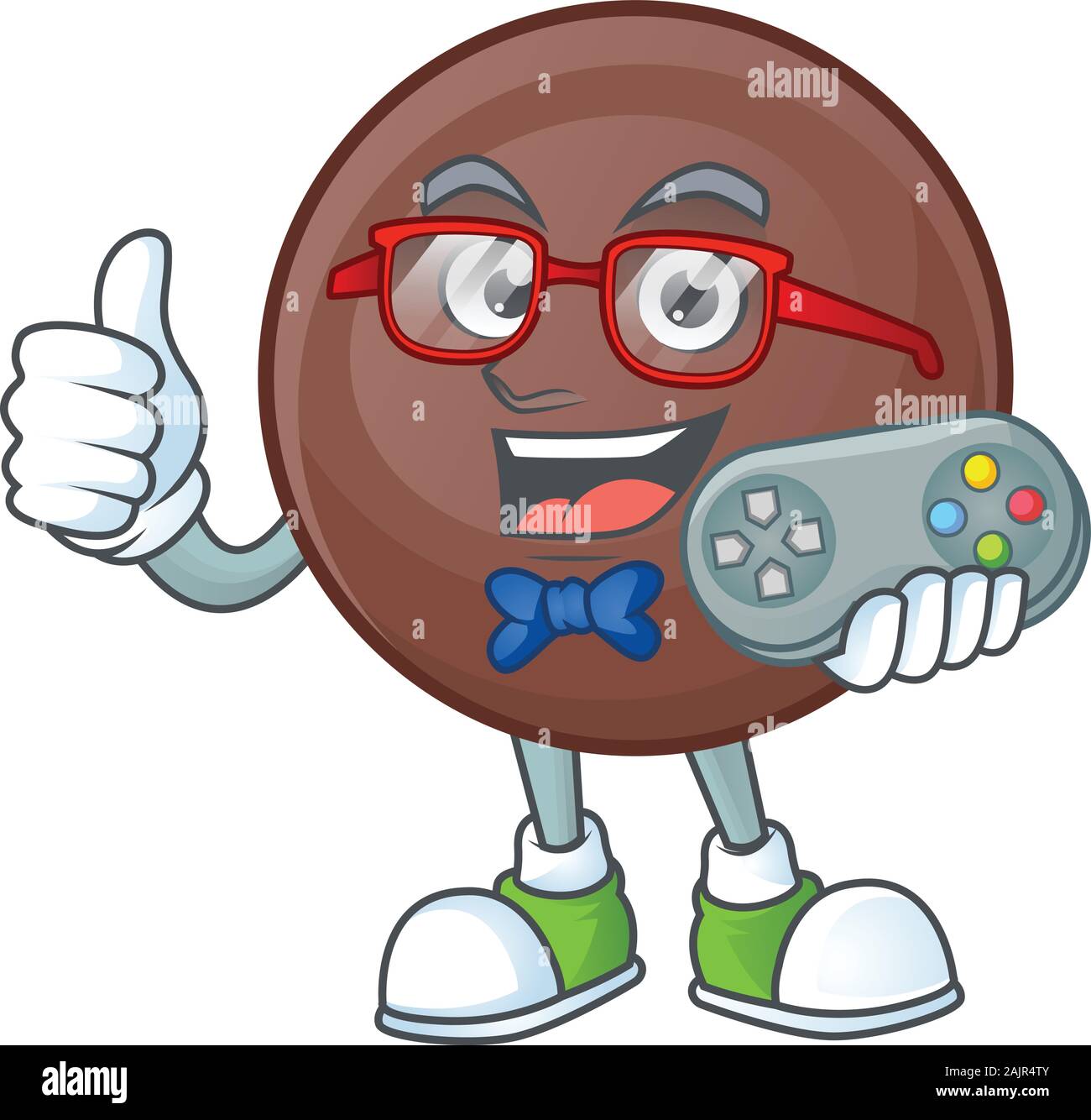 Smiley gamer chocolate ball cartoon mascot style Stock Vector Image ...