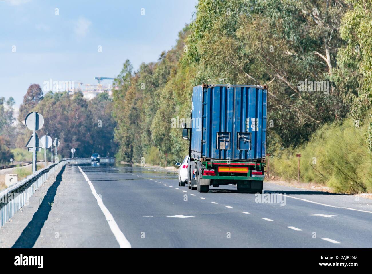 Container truck on the road hi-res stock photography and images - Alamy