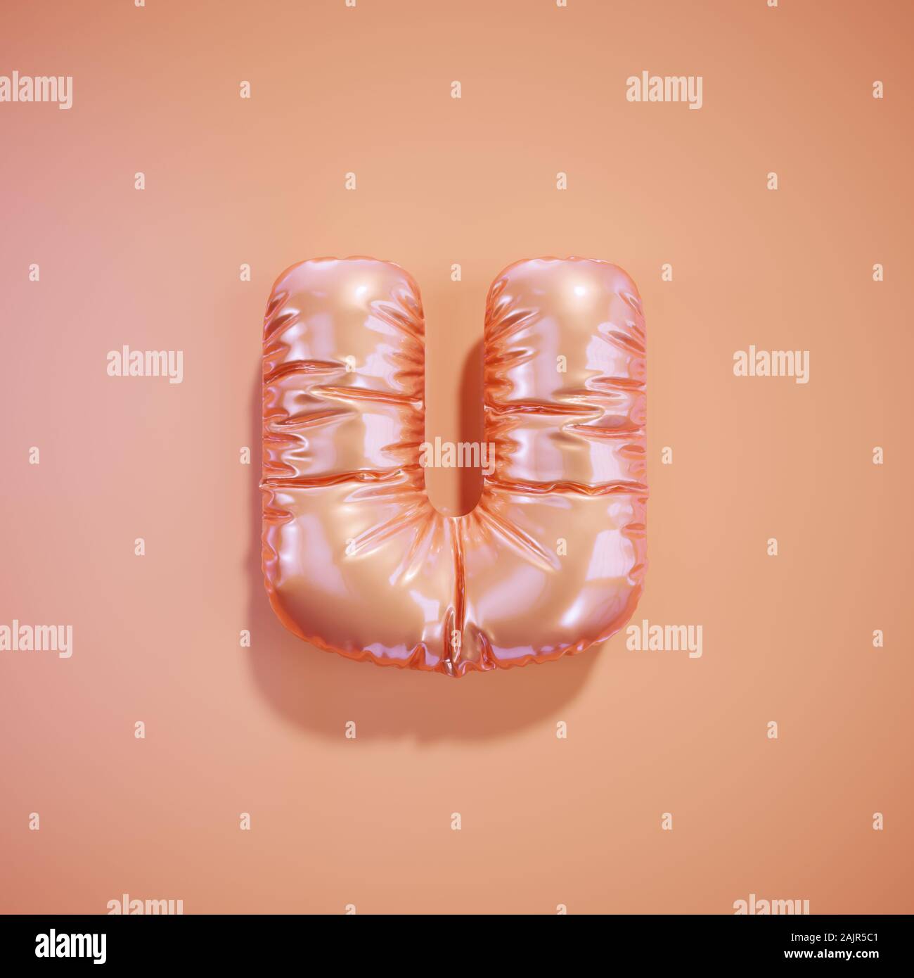 English alphabet pink balloon letter font text character U on light ...