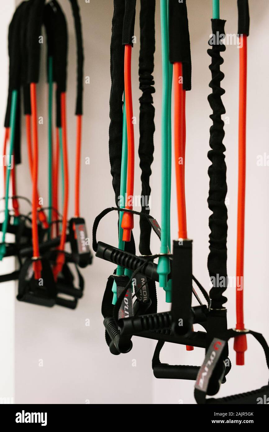 Elastic strings in a gym Stock Photo - Alamy
