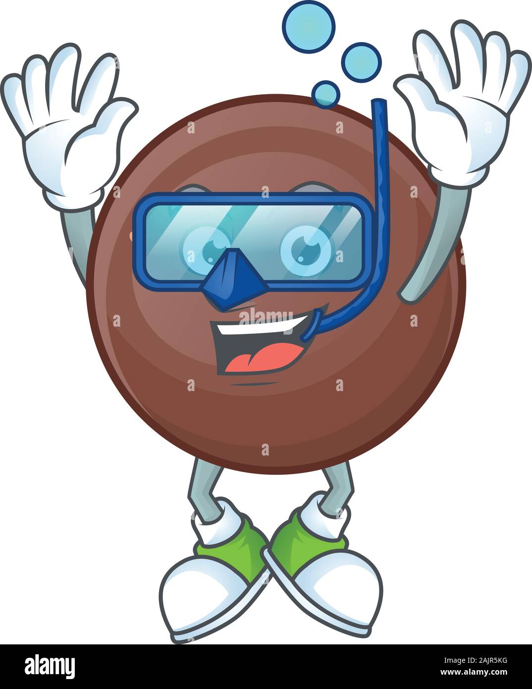 cartoon character of chocolate ball wearing Diving glasses Stock Vector ...