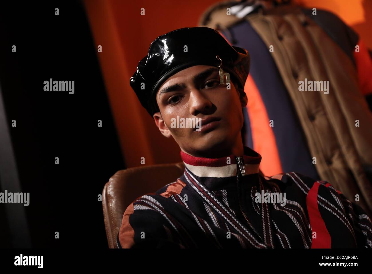 Models during the Ahluwalia London Fashion Week Men's AW20 presentation ...