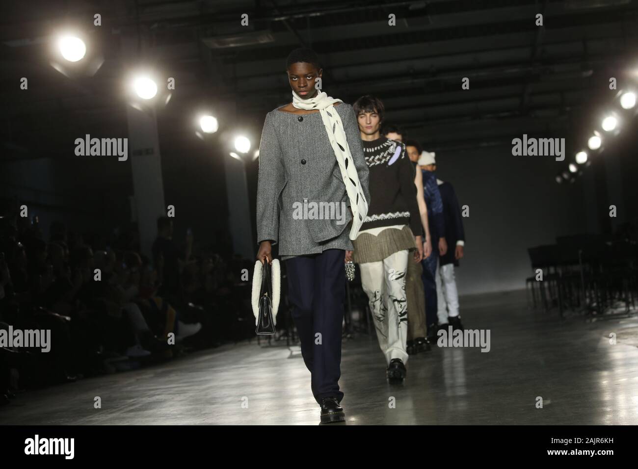 Models on the catwalk of Stefan Cooke London Fashion Week Men's AW20 ...