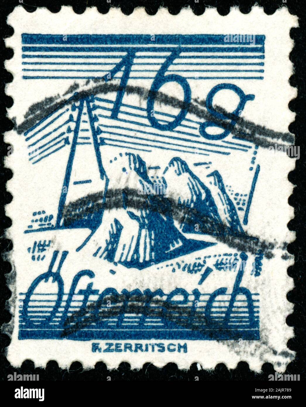 POLTAVA, UKRAINE - January 2, 2020. Vintage stamp printed in Austria ...