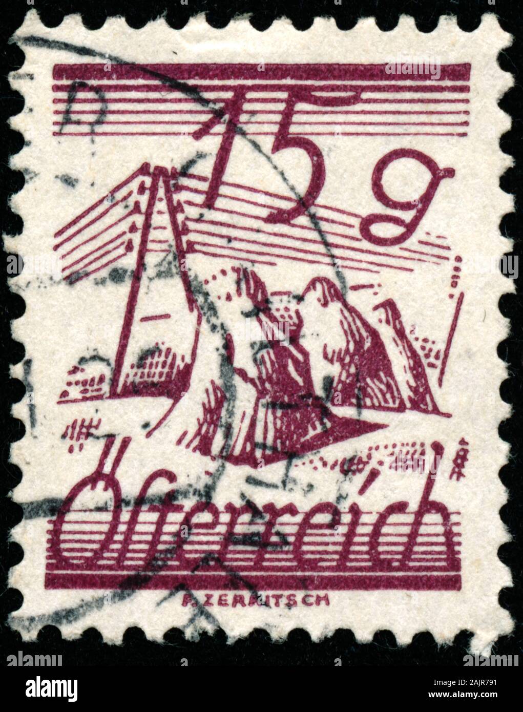 POLTAVA, UKRAINE -January 2, 2020. Vintage stamp printed in Austria ...