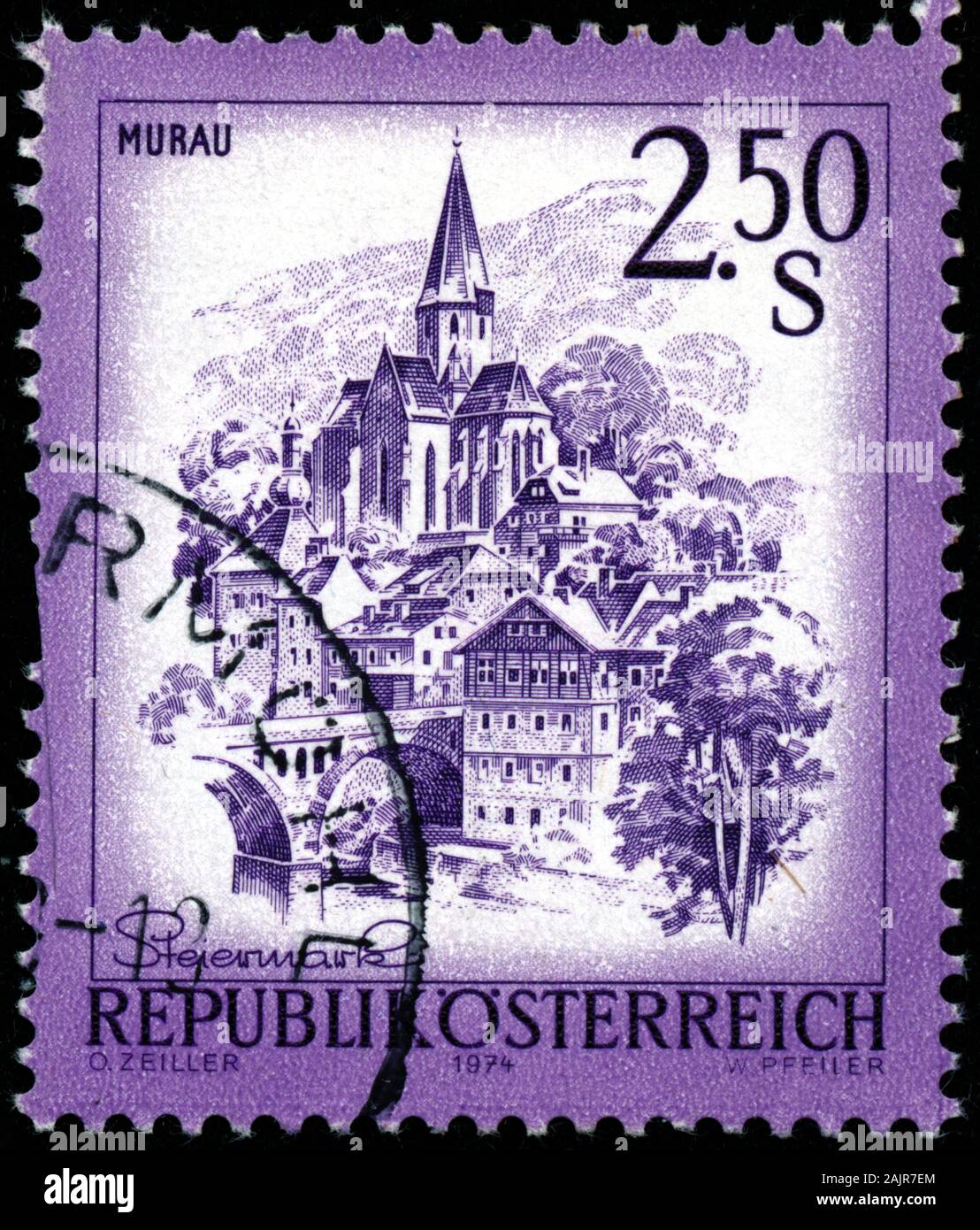 POLTAVA, UKRAINE - January 2, 2020. Vintage stamp printed in Austria ...