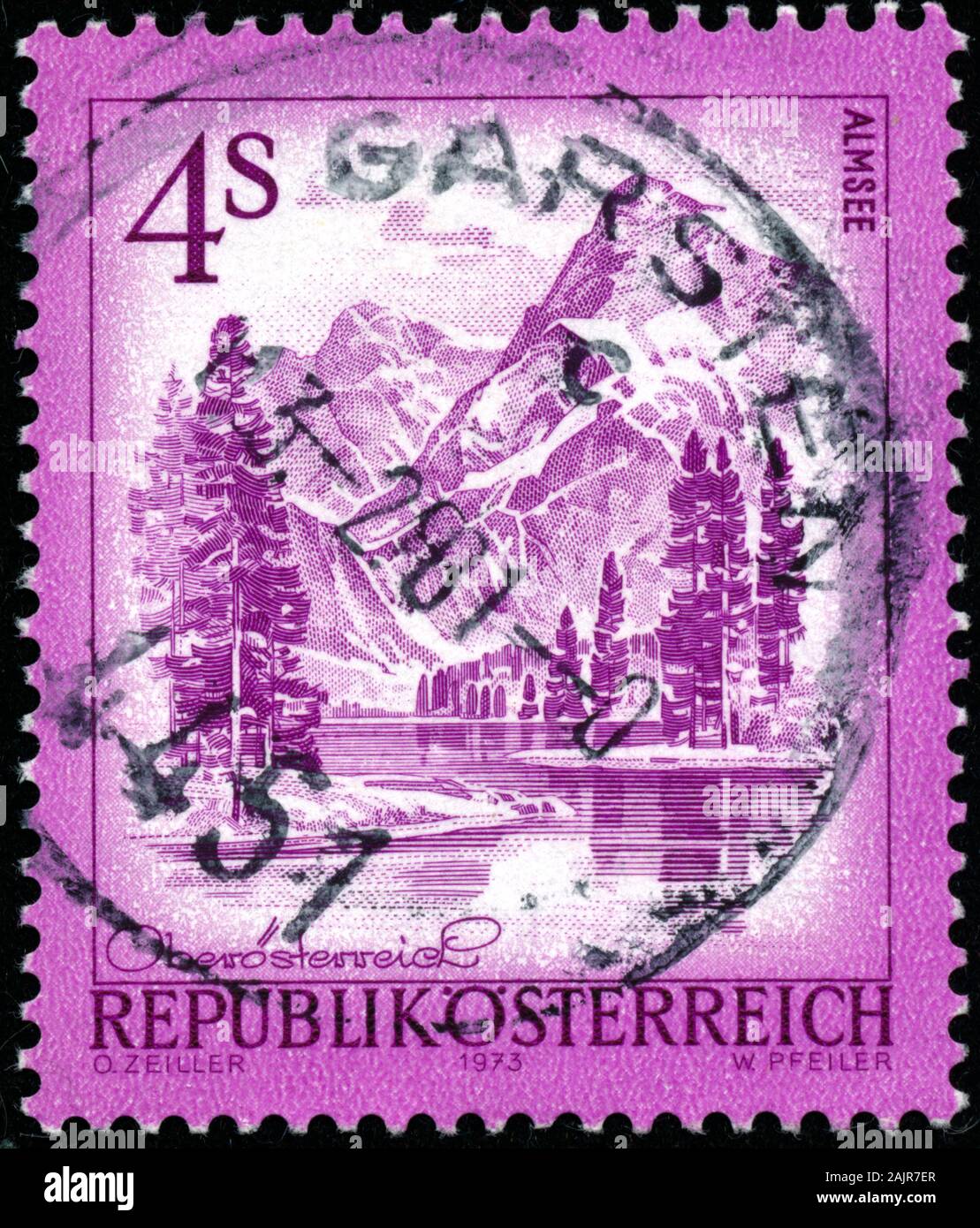 POLTAVA, UKRAINE - January 2, 2020. Vintage stamp printed in Austria ...
