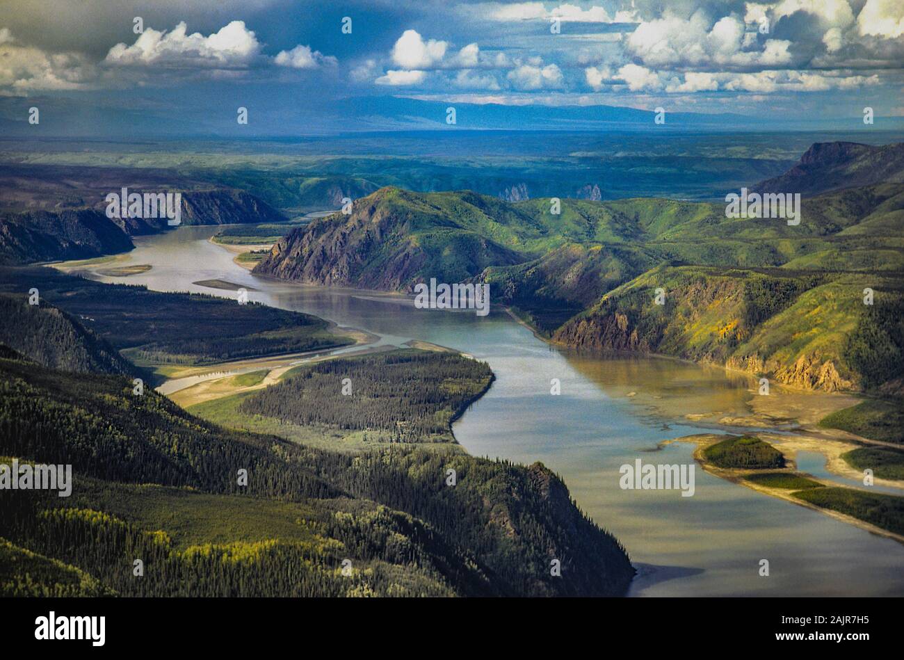 Aerial of Yukon River in the Yukon-Charley Rivers National Reserve ...