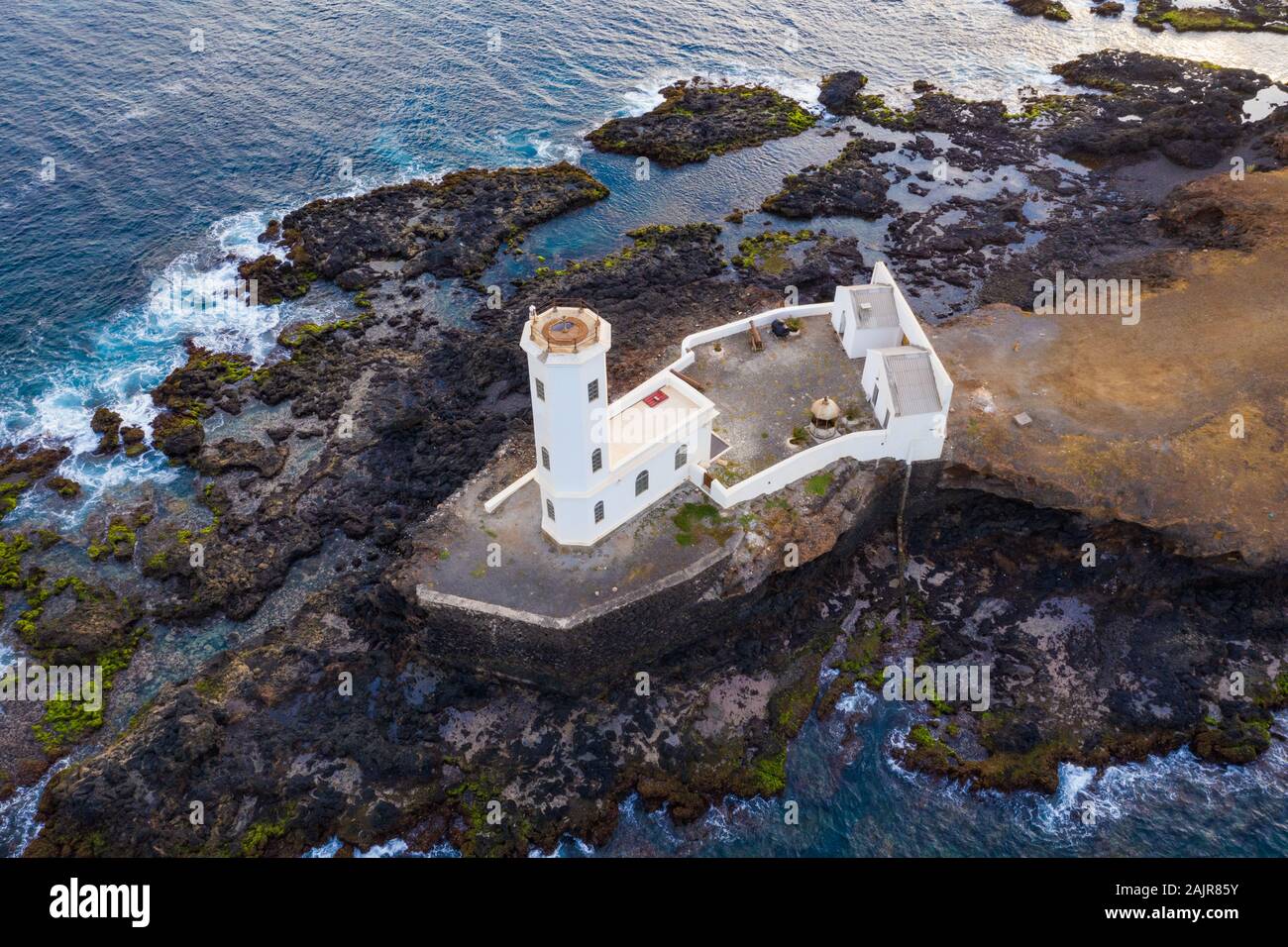 Aerial view of Praia lighthouse in Santiago - Capital of Cape Verde ...