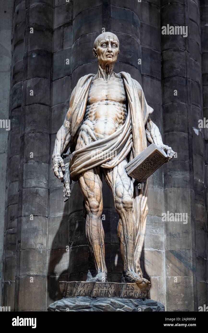 Milan Italy. The interior of the Duomo cathedral. St. Bartholomew ...