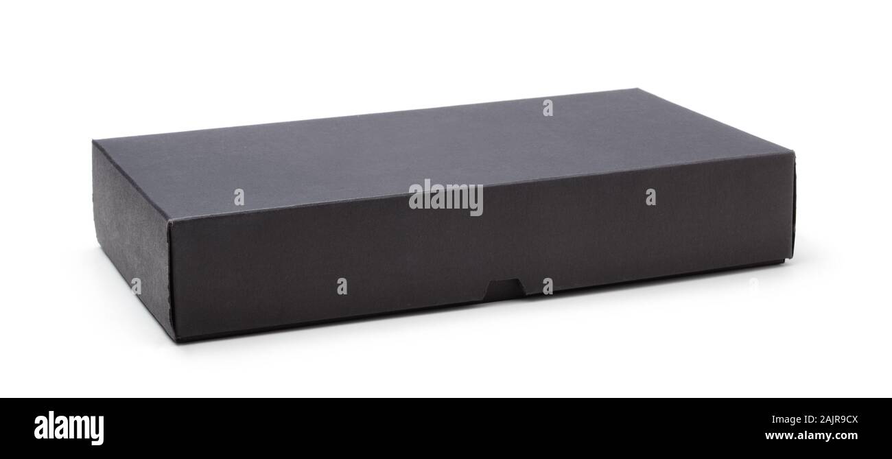 Closed black cardboard box isolated on white background Stock Photo - Alamy
