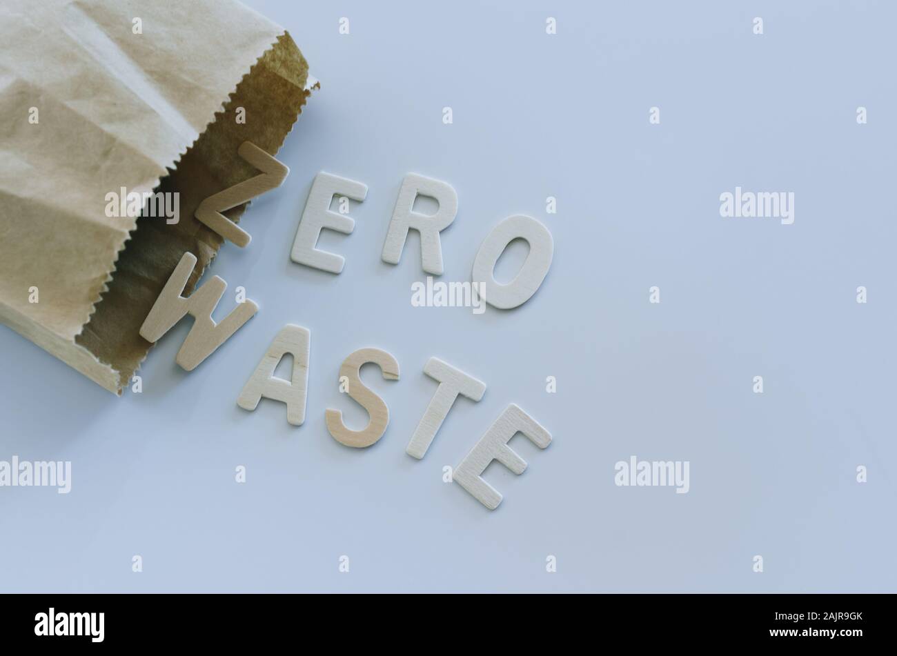 "zero waste" word on the white background with used paper bag Stock ...
