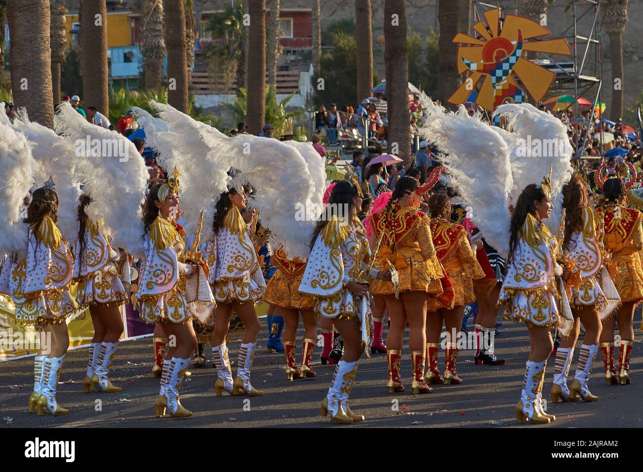 Diablada dance group in ornate costume performing at the annual ...