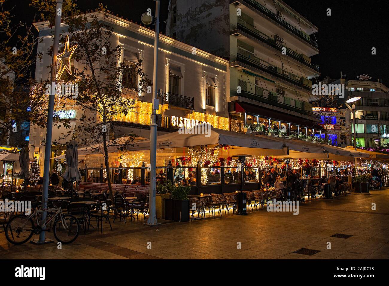 The famous Bistroteca cafe in Kalamata city. Housed in an old ...