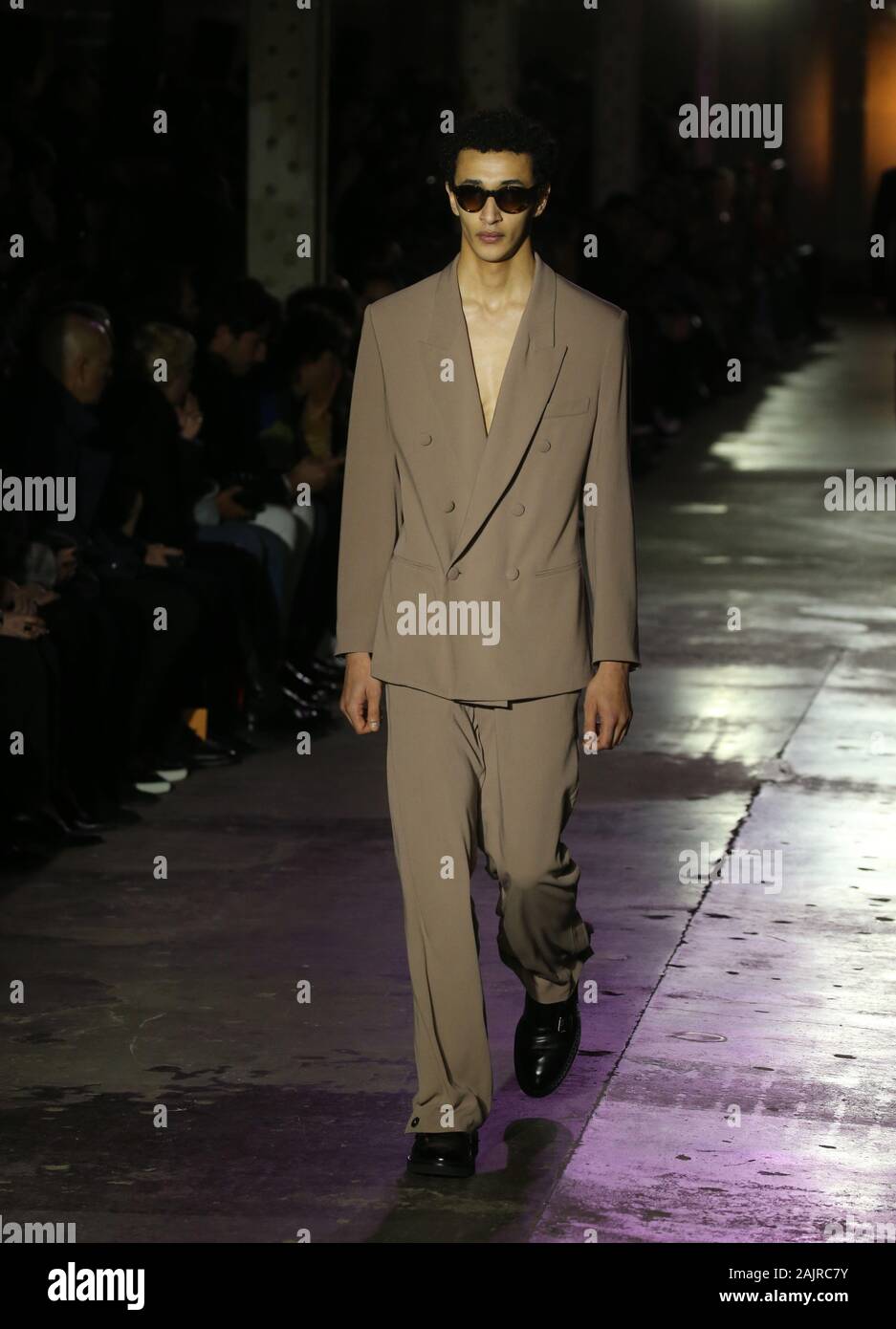 Models on the catwalk of QASIMI London Fashion Week Men's AW20 show ...