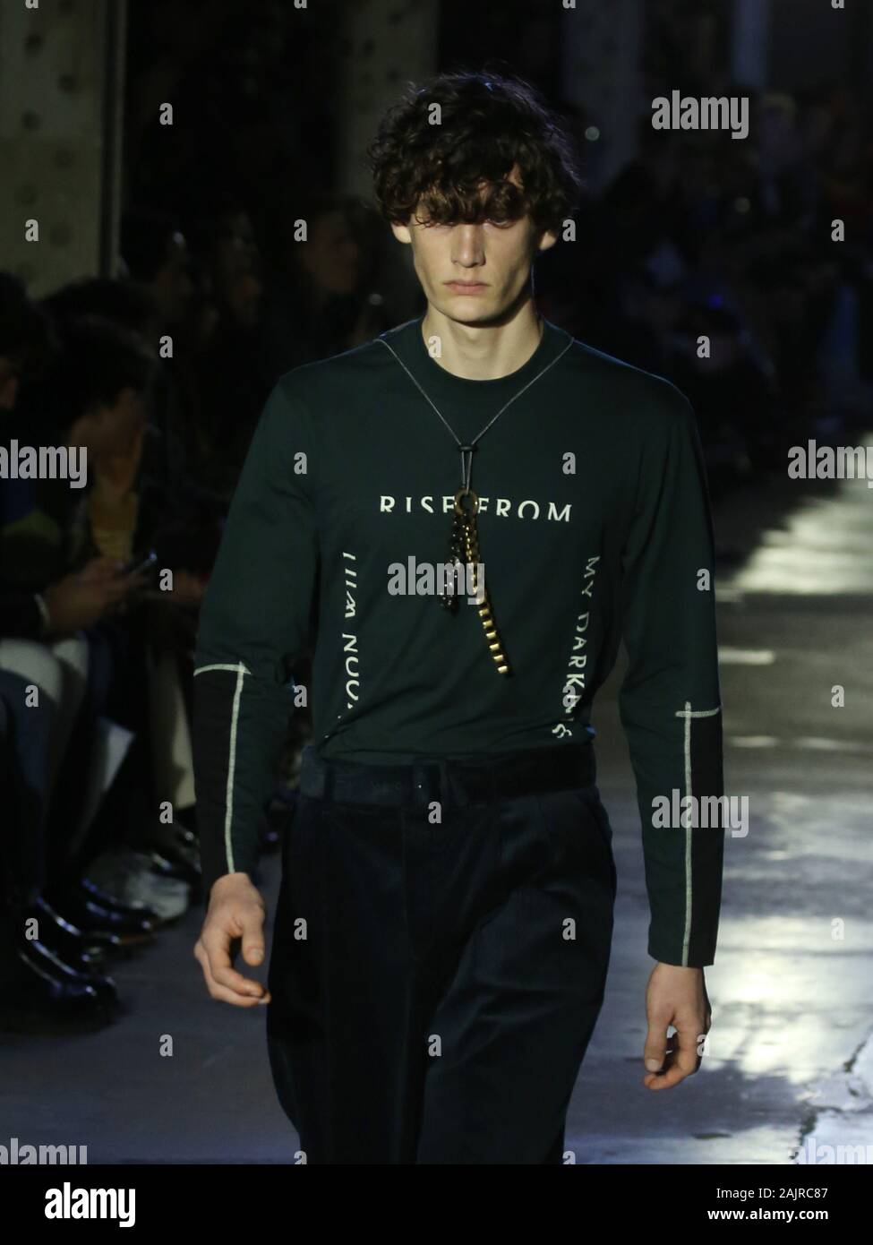 Models on the catwalk of QASIMI London Fashion Week Men's AW20 show ...
