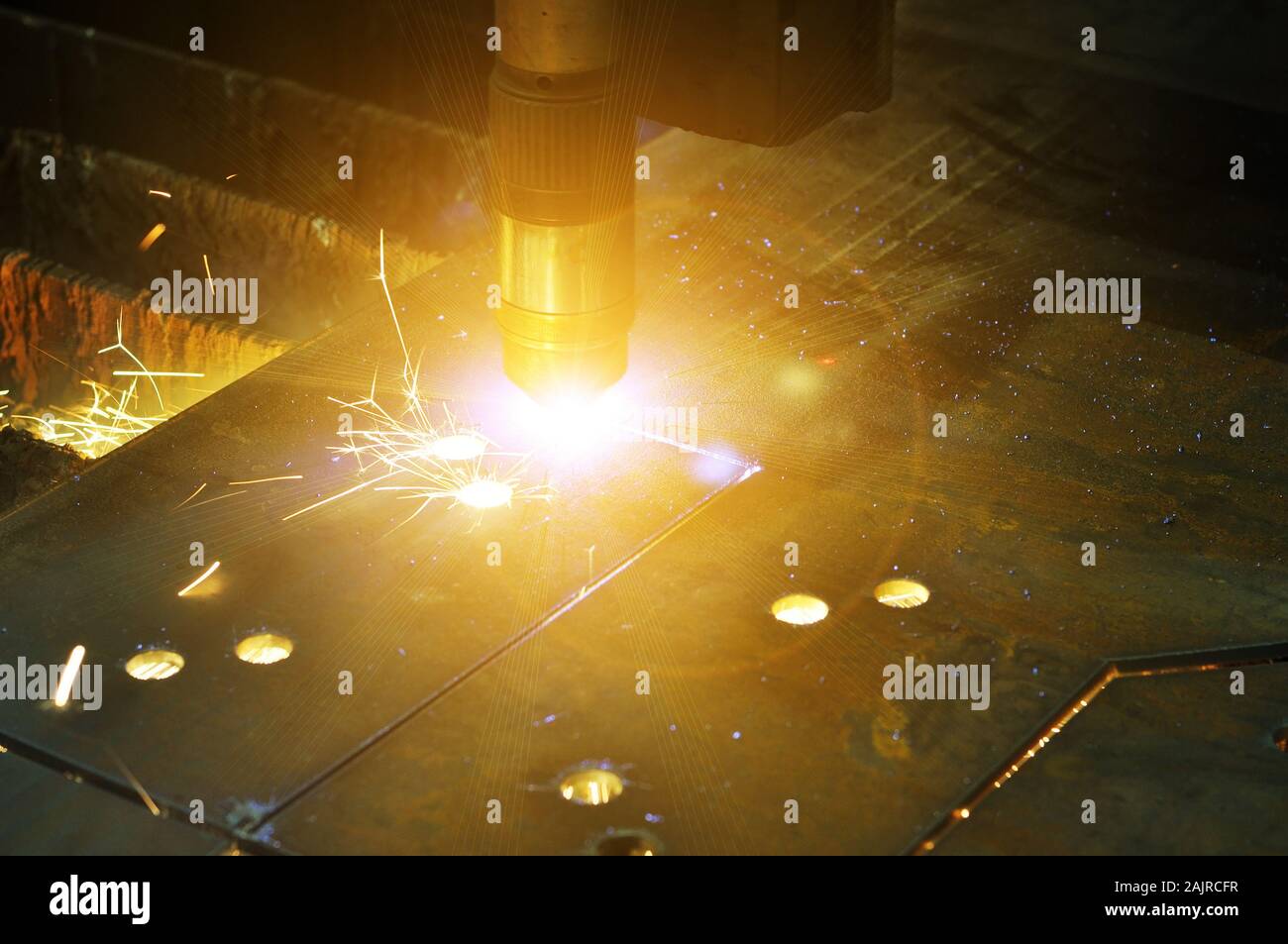 Metal cutting. The process of cutting metal using plasma cutting ...