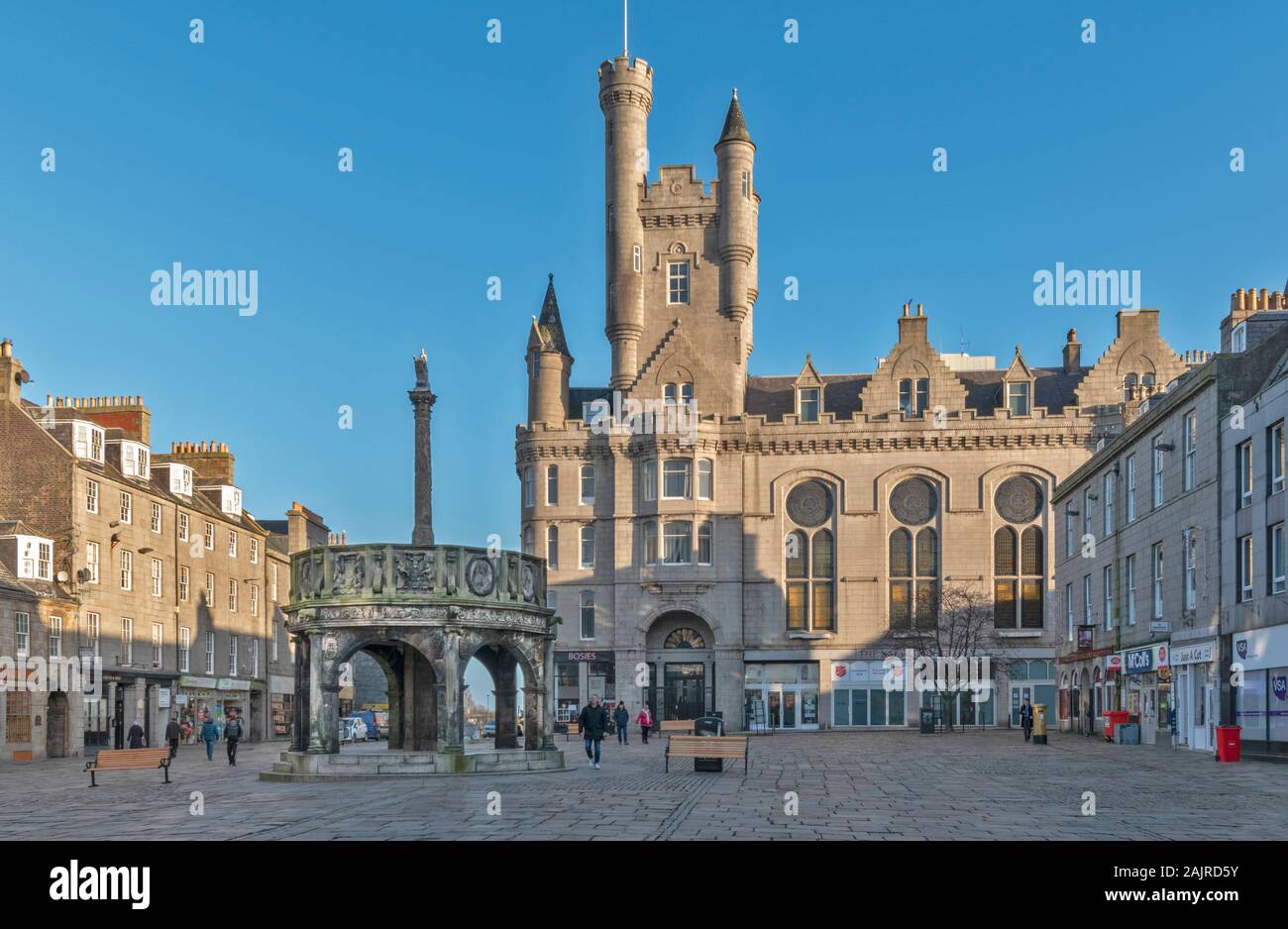 ABERDEEN CITY SCOTLAND THE MERCAT CROSS IN CASTLEGATE AND THE TALL ...