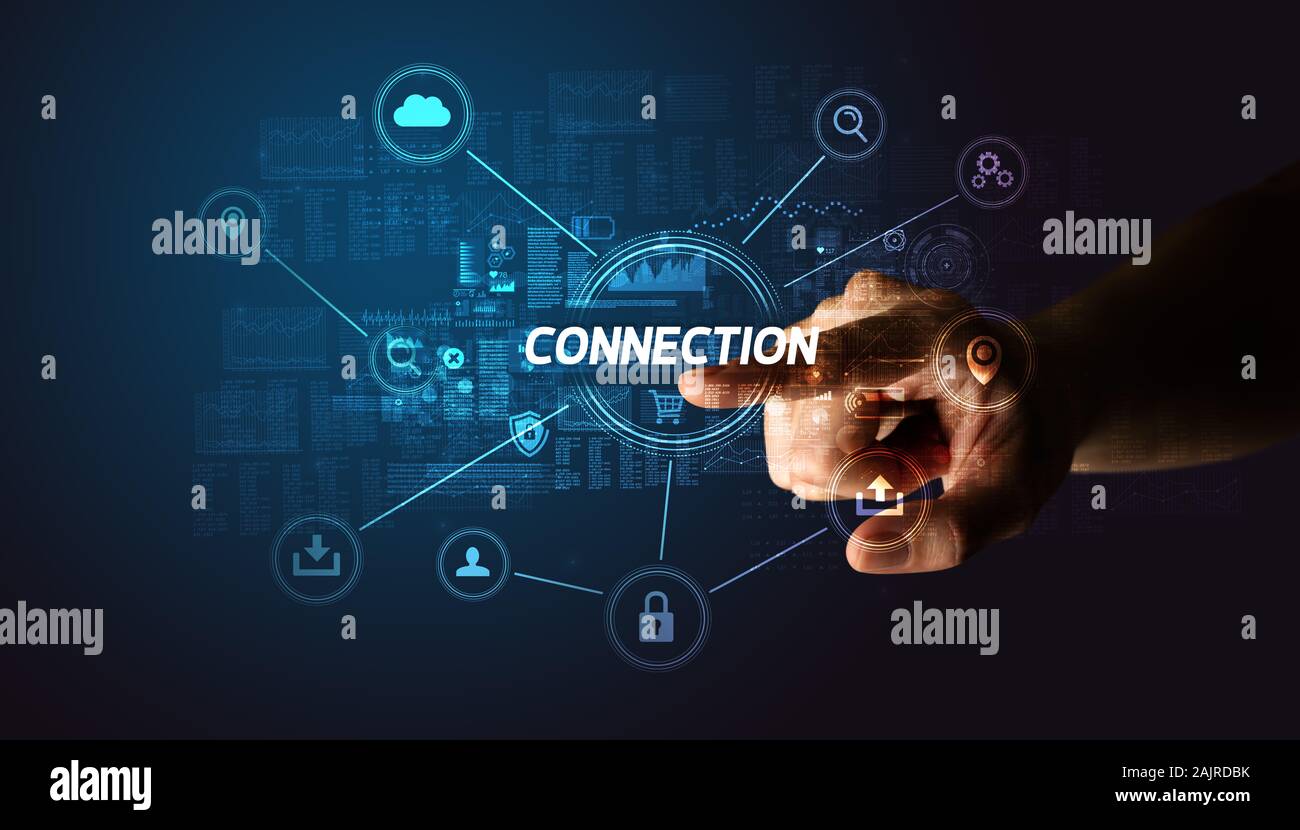 Hand touching CONNECTION inscription, Cybersecurity concept Stock Photo ...