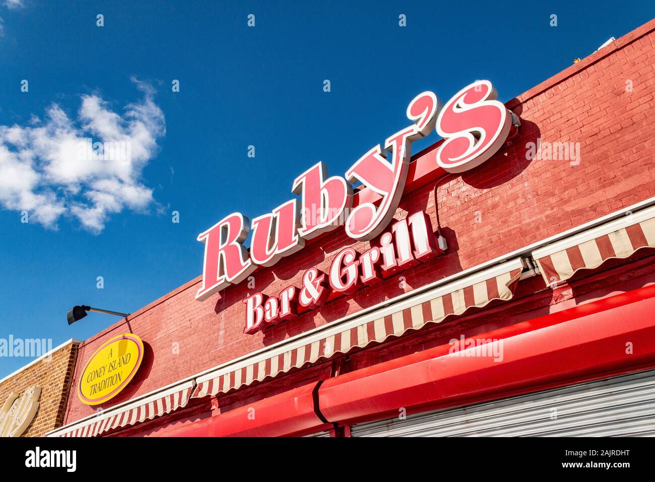 Rubys bar and grill sign in winter at at Coney Island, Brooklyn, New ...