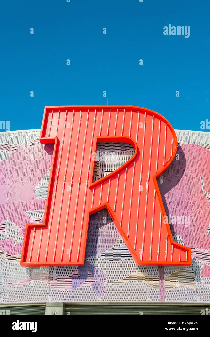 large coloured letter R at the out of season Luna Park, Coney Island ...