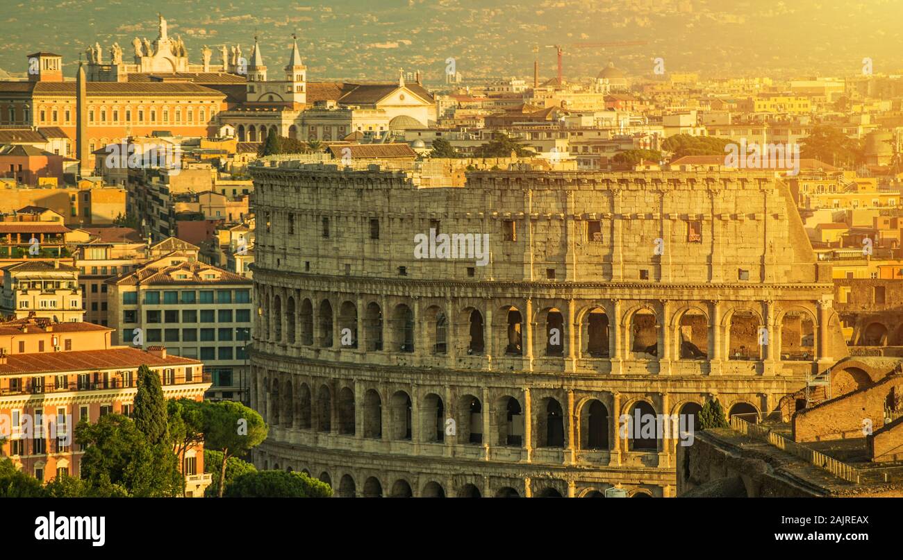 Rome Italy and Colosseum Cityscape. Popular European Destination ...