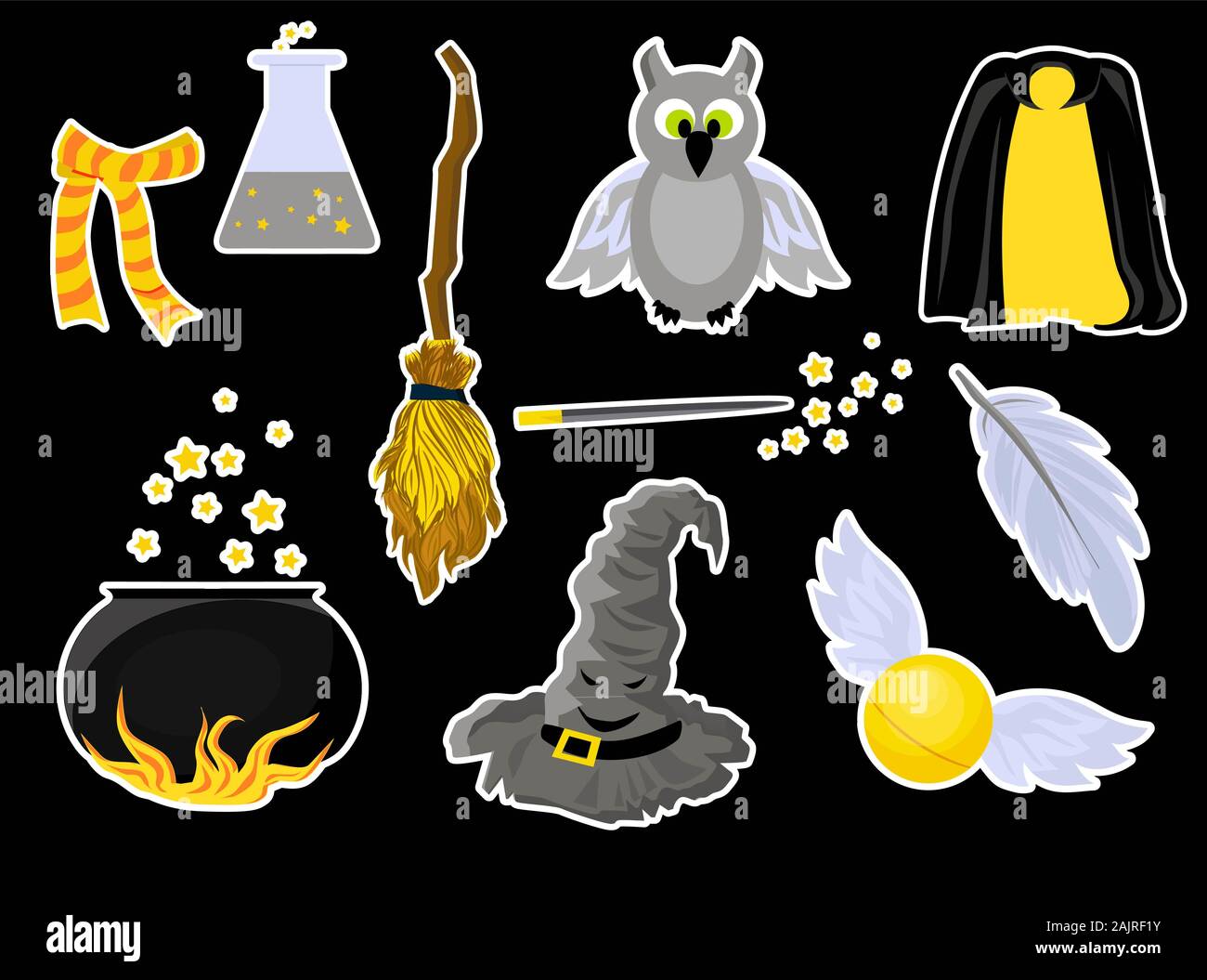 Set of stickers on the theme of Harry Potter and Magic. Hogwarts ...