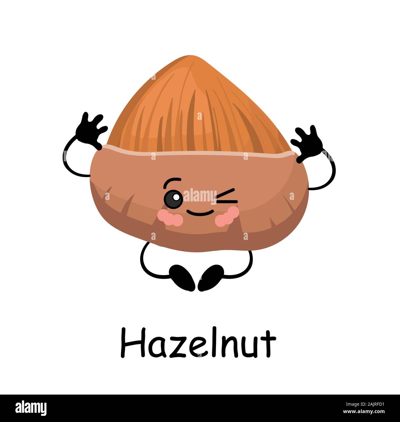 Hazelnut . illustration. Cute CUTE Walnut character with arms and legs ...