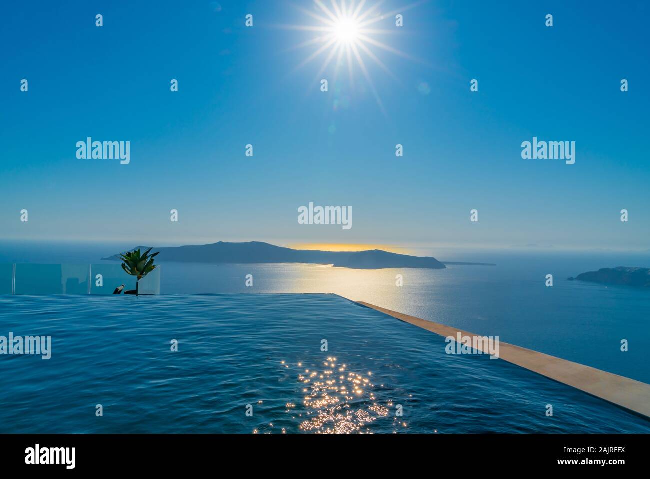 Infinity swimming pool water merges with Mediterranean Sea below and ...