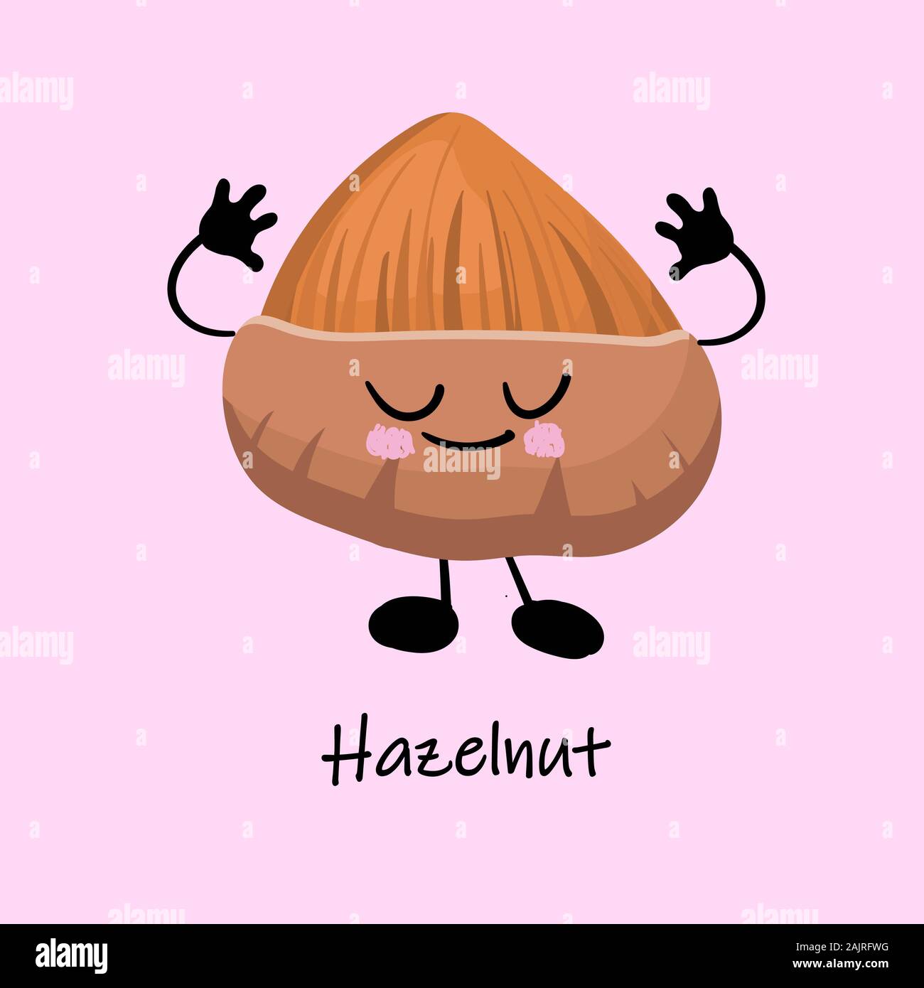 Hazelnut. Cute cartoon character with arms and legs. illustration Stock ...