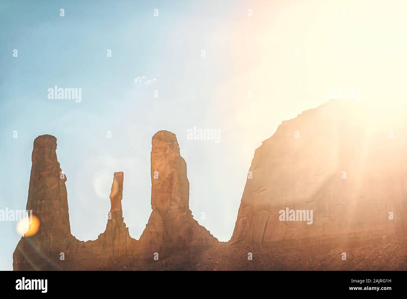 lens flare over sandstone formations, Arizona Stock Photo - Alamy