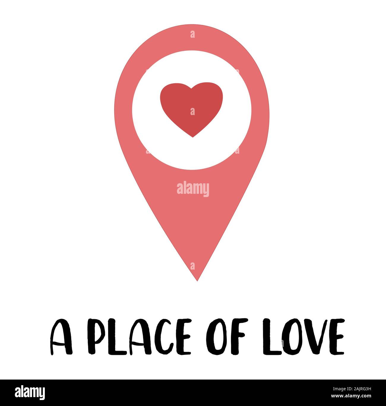 Valentine's Day. Geolocation tag. Pink color.. red heart Stock Photo ...