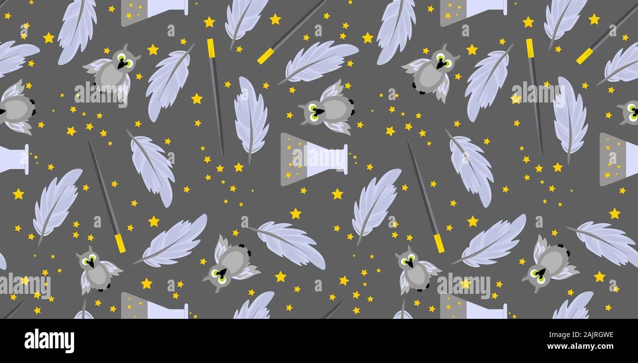 Seamless pattern magic and sorcery. Magic potion, Harry Potter owl and ...