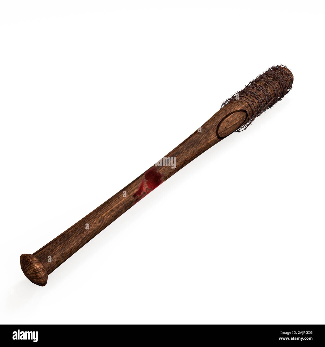 baseball bat with barbed wire isolated on white background Stock Photo ...