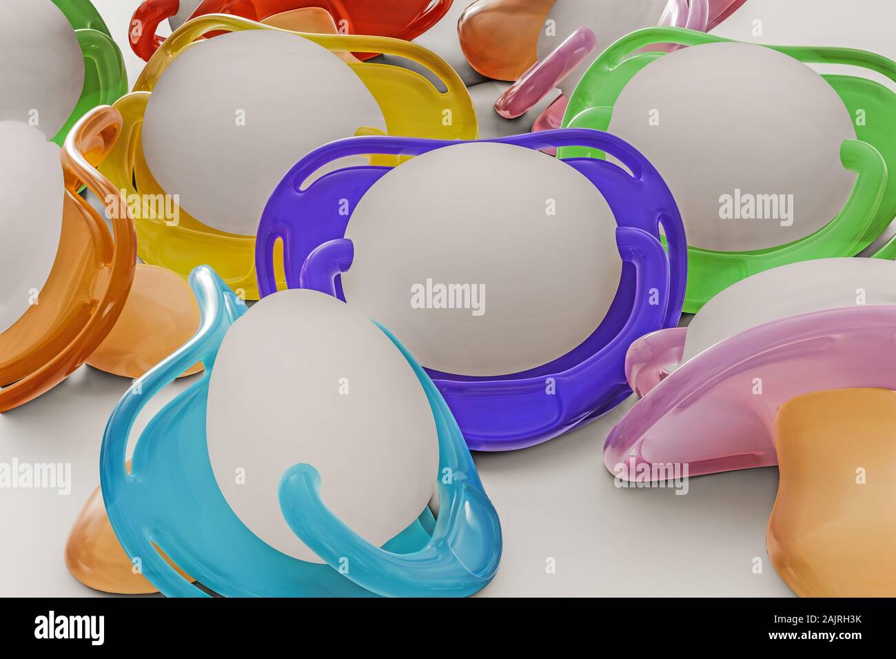 pacifiers isolated on white background 3d illustration Stock Photo - Alamy