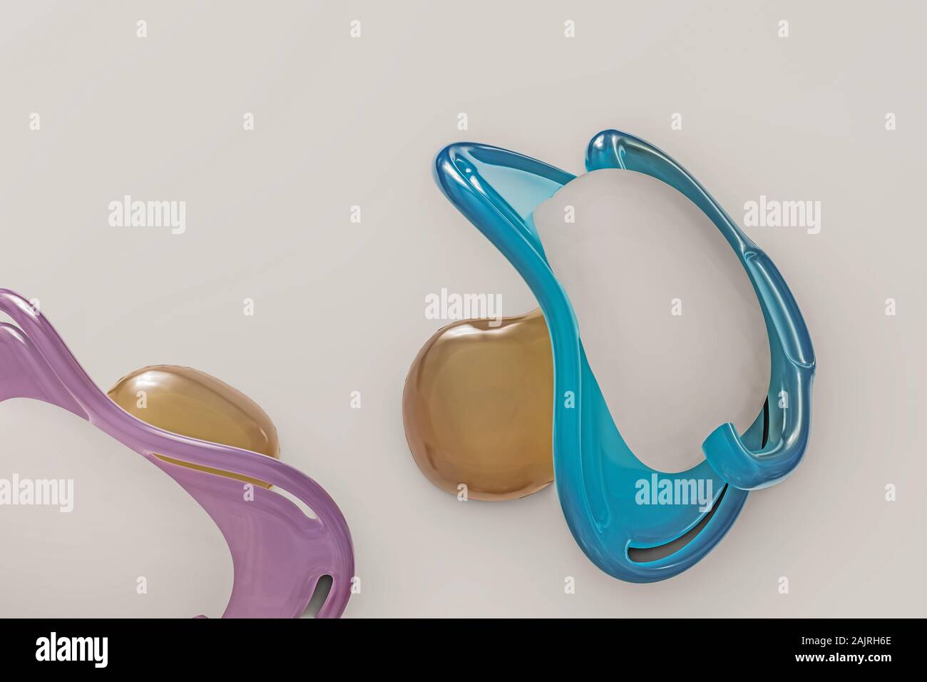 pacifiers isolated on white background 3d illustration Stock Photo - Alamy